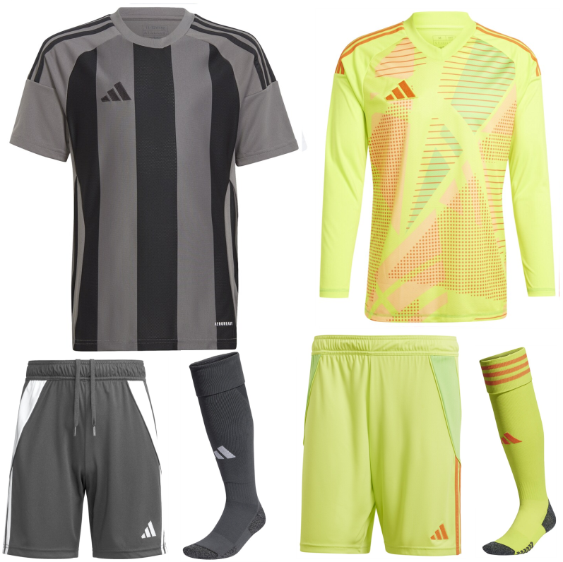 ADIDAS STRIPED 24 PREMIUM KIT BUNDLE GREY BLACK – Team Sport Direct