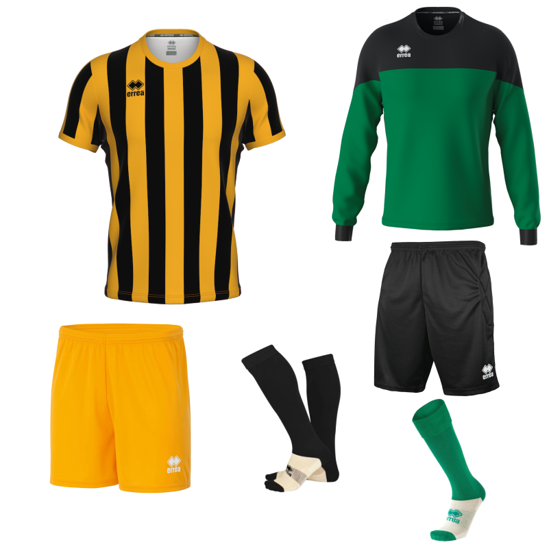 ERREA STRIP SS KIT BUNDLE BLACK AMBER – Team Sport Direct